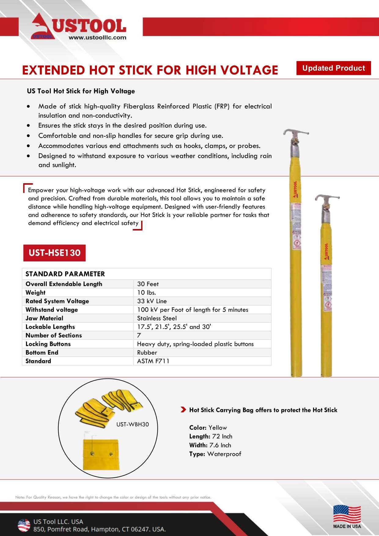 UST-HSE130 Hot Stick For High Voltage