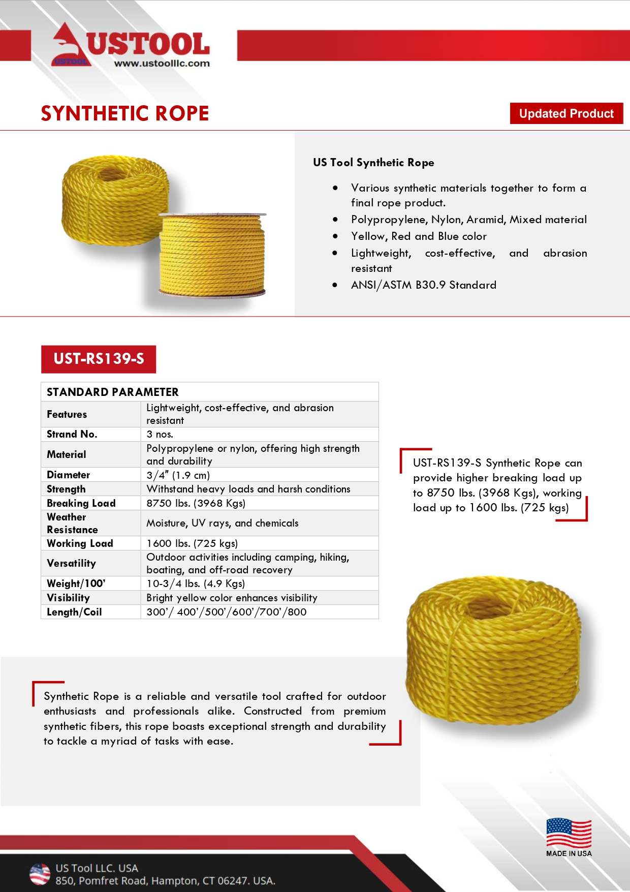 UST-RS139-S Synthetic Rope