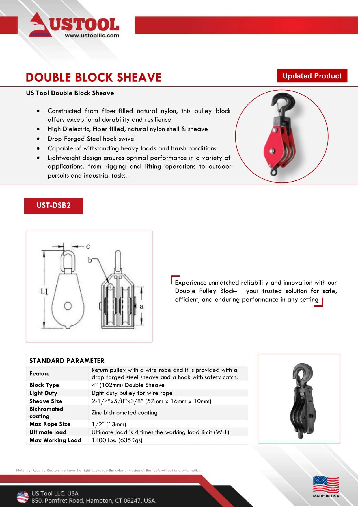 UST-DSB2 Block Double Sheave